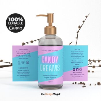 Candy Dreams - DIY Editable Skincare Label Template + FREE Icon Pack ...